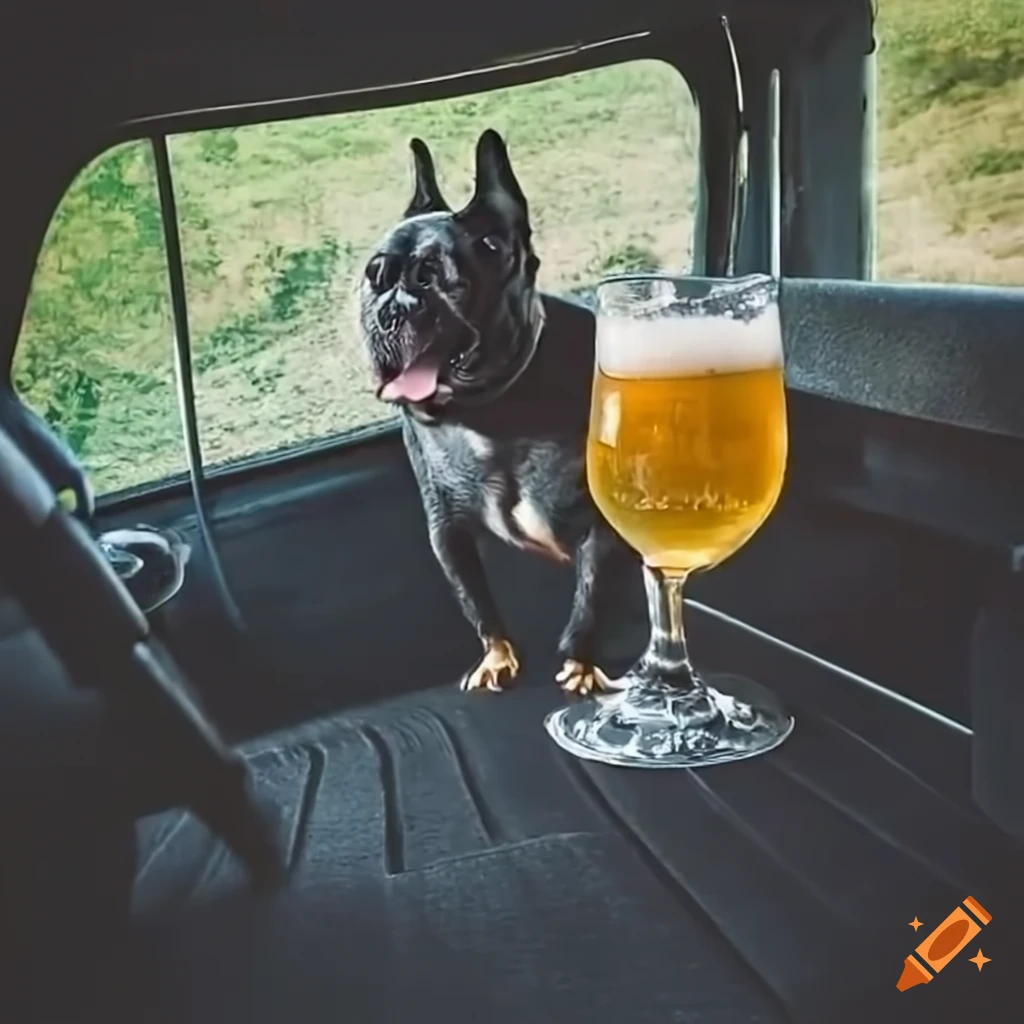 Black french bulldog riding a truck on Craiyon