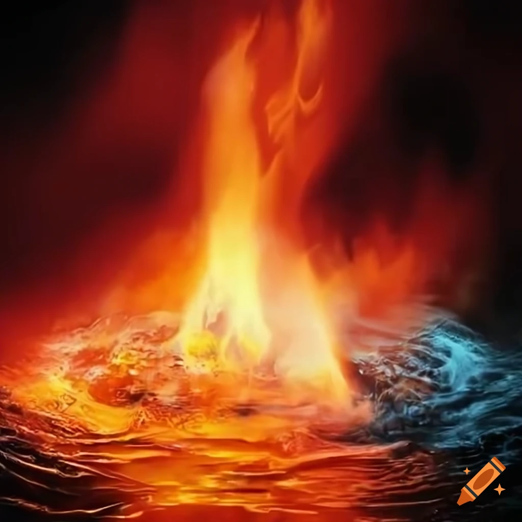 Abstract representation of the elements water, earth, fire, and wind on ...