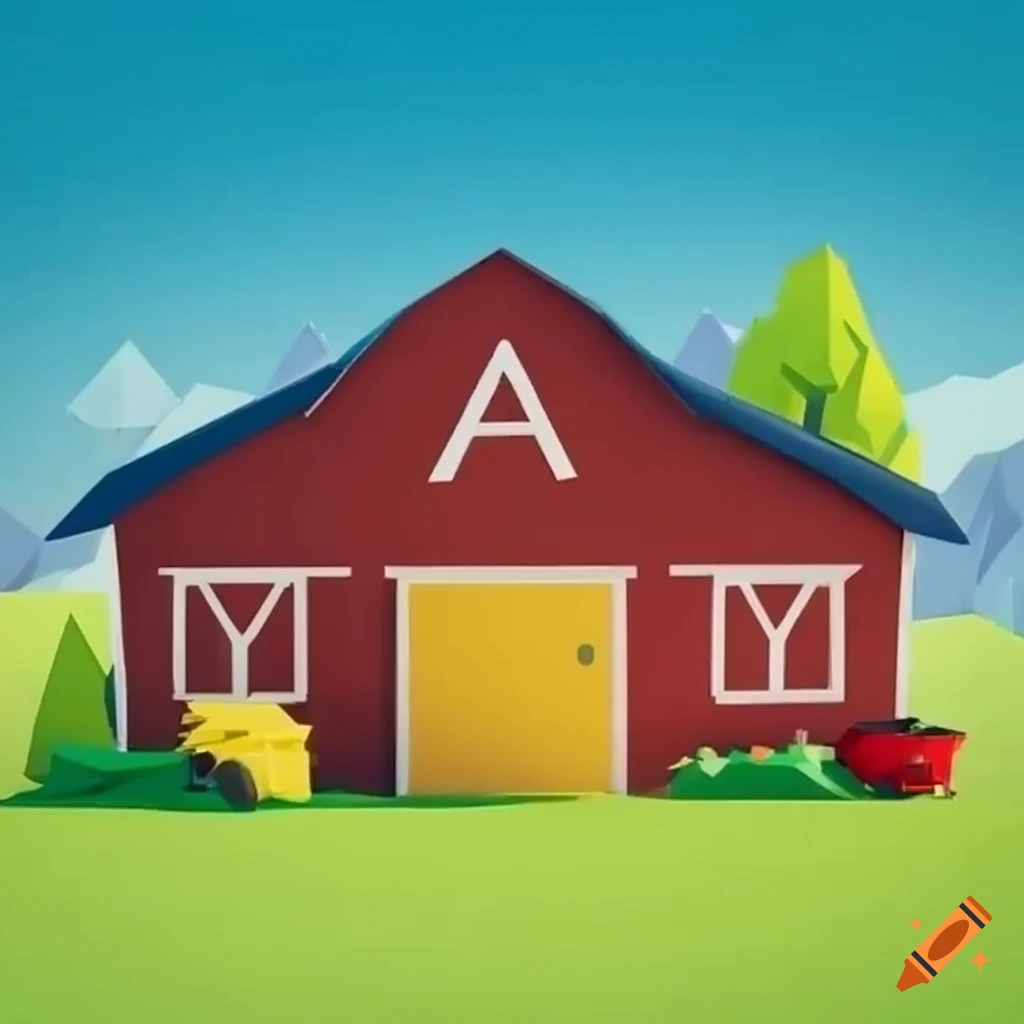 Bright and vibrant low poly 3d farm animation on Craiyon