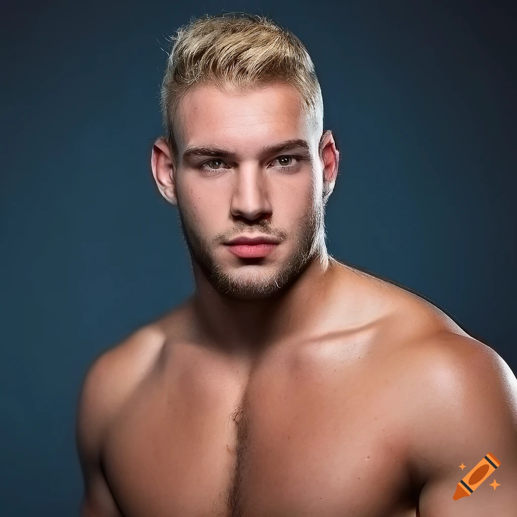 Handsome Young Wrestler With Short Blond Hair And Grey Eyes In High