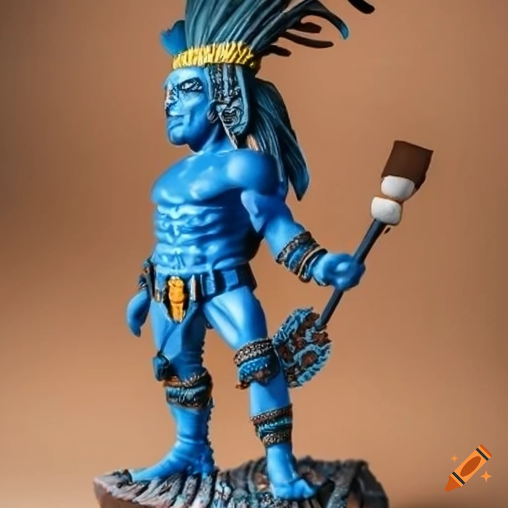 Funkopop figure of a blue aztec warrior on Craiyon