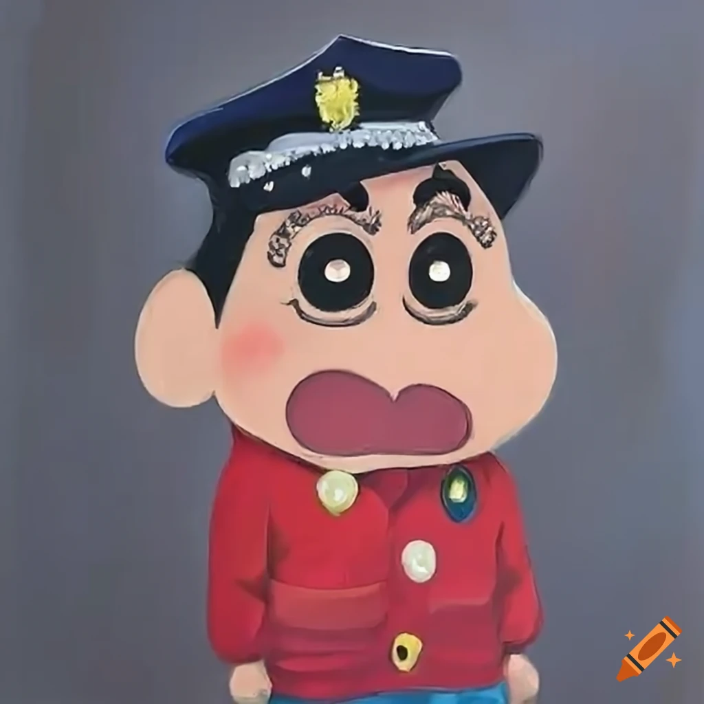 Shin chan dressed as a police officer on Craiyon