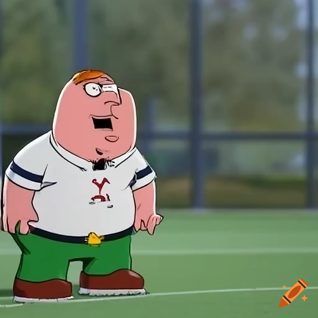 Cartoon character peter griffin wearing tottenham football kit on Craiyon