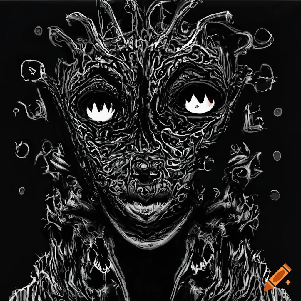 Abstract black and white art representing soul conquest on Craiyon