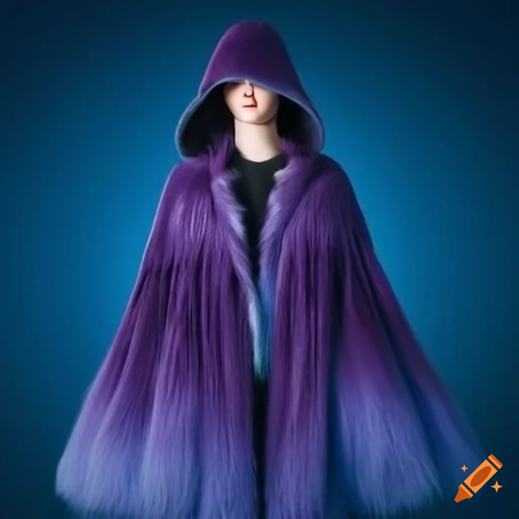 Royal cloak with ombre colors and soft indigo fur on Craiyon