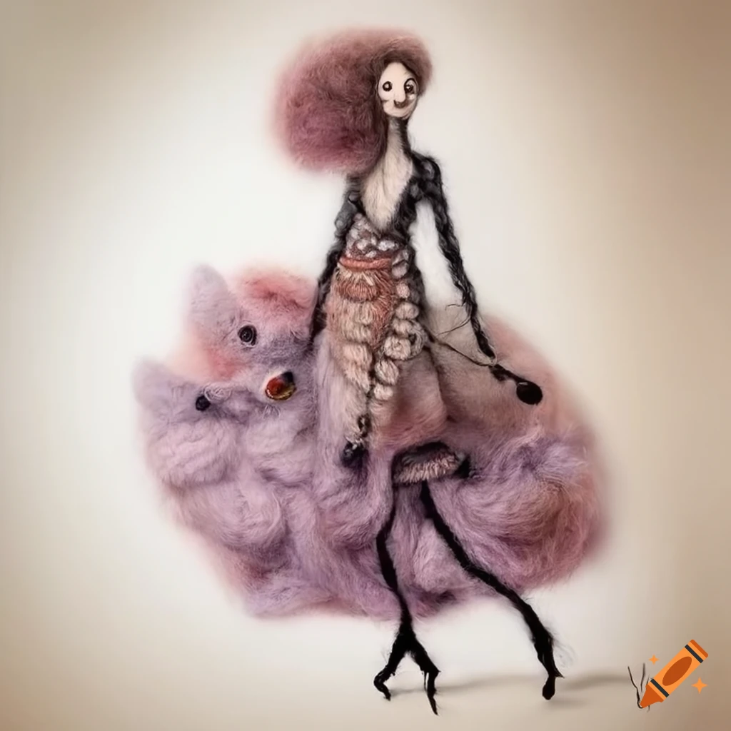 Fashionable felted wool dream creatures in exquisite wool outfits on ...