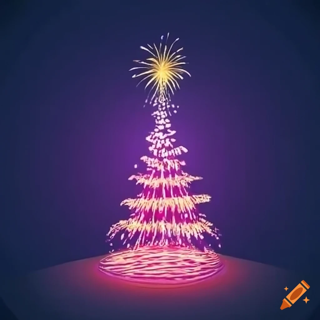 Christmas tree created with fireworks on Craiyon