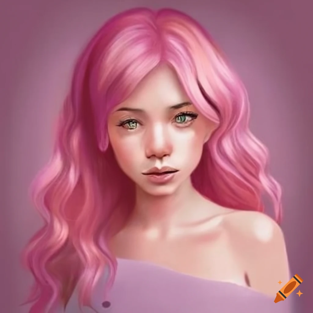 Person with pastel pink hair on Craiyon