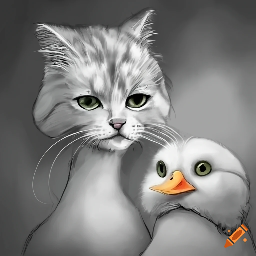Cat and duck together on Craiyon
