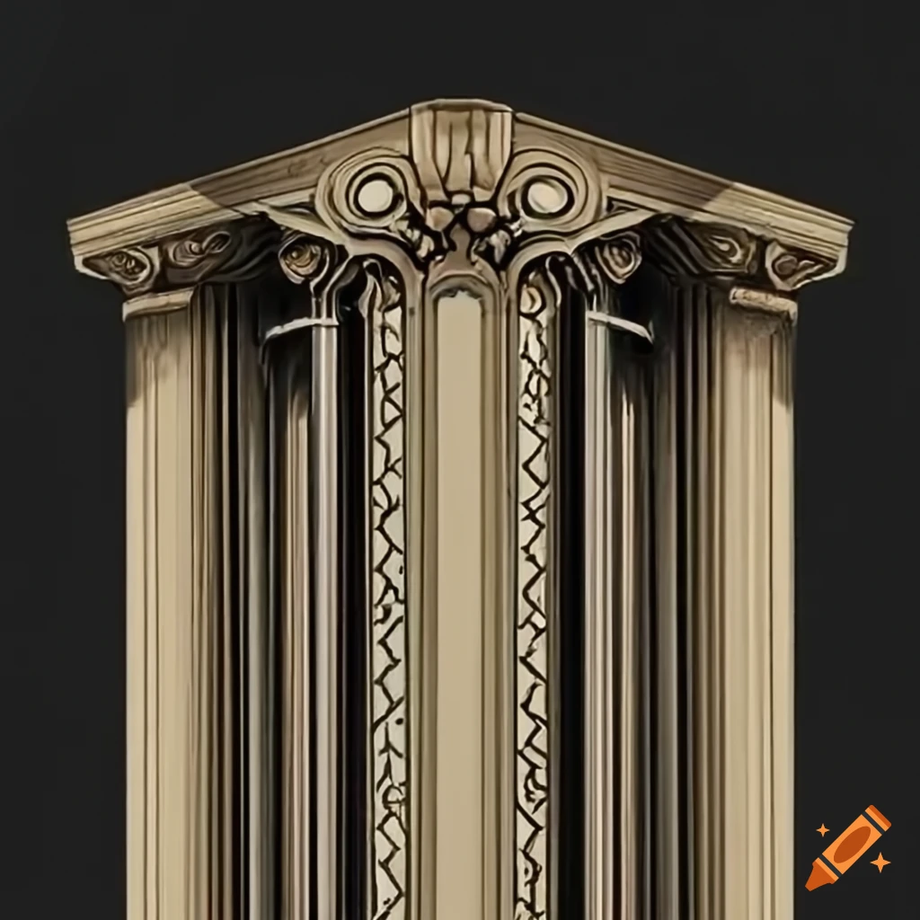 Art deco style pillar with repeating angle pattern on Craiyon