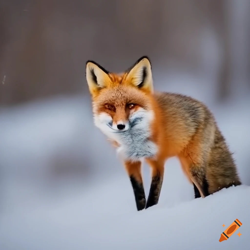 Fox in the snow on Craiyon