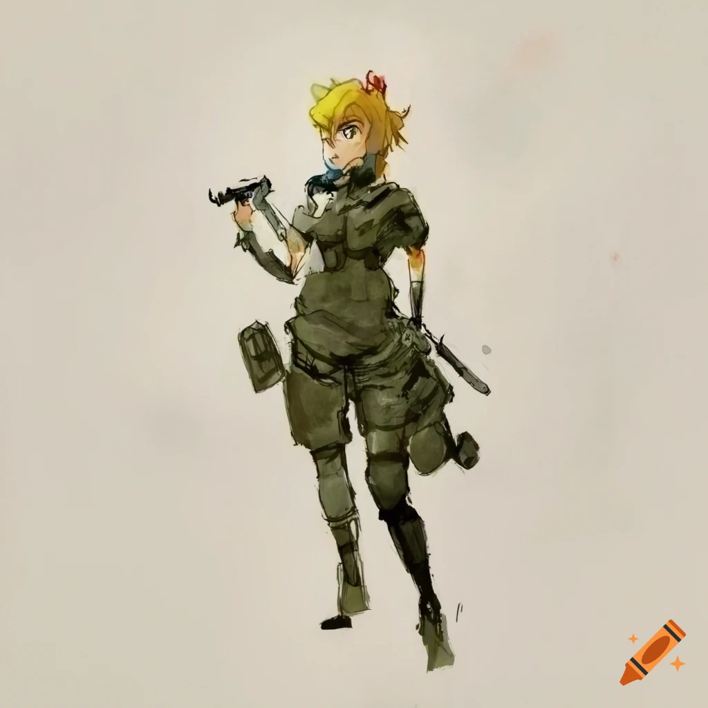 Full-length portrait of Princess Peach, Metal Gear Solid concept art by ...