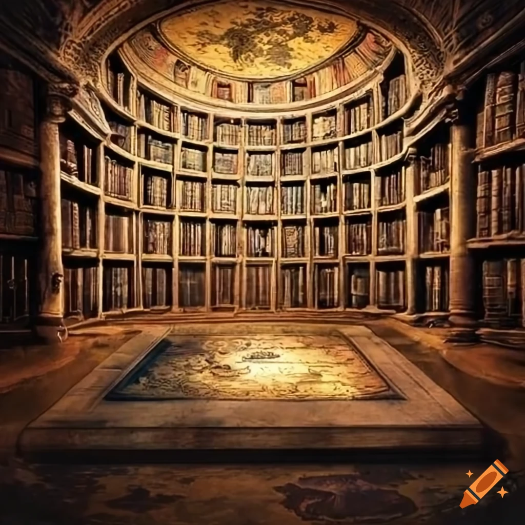 Magical library with ancient maps on Craiyon