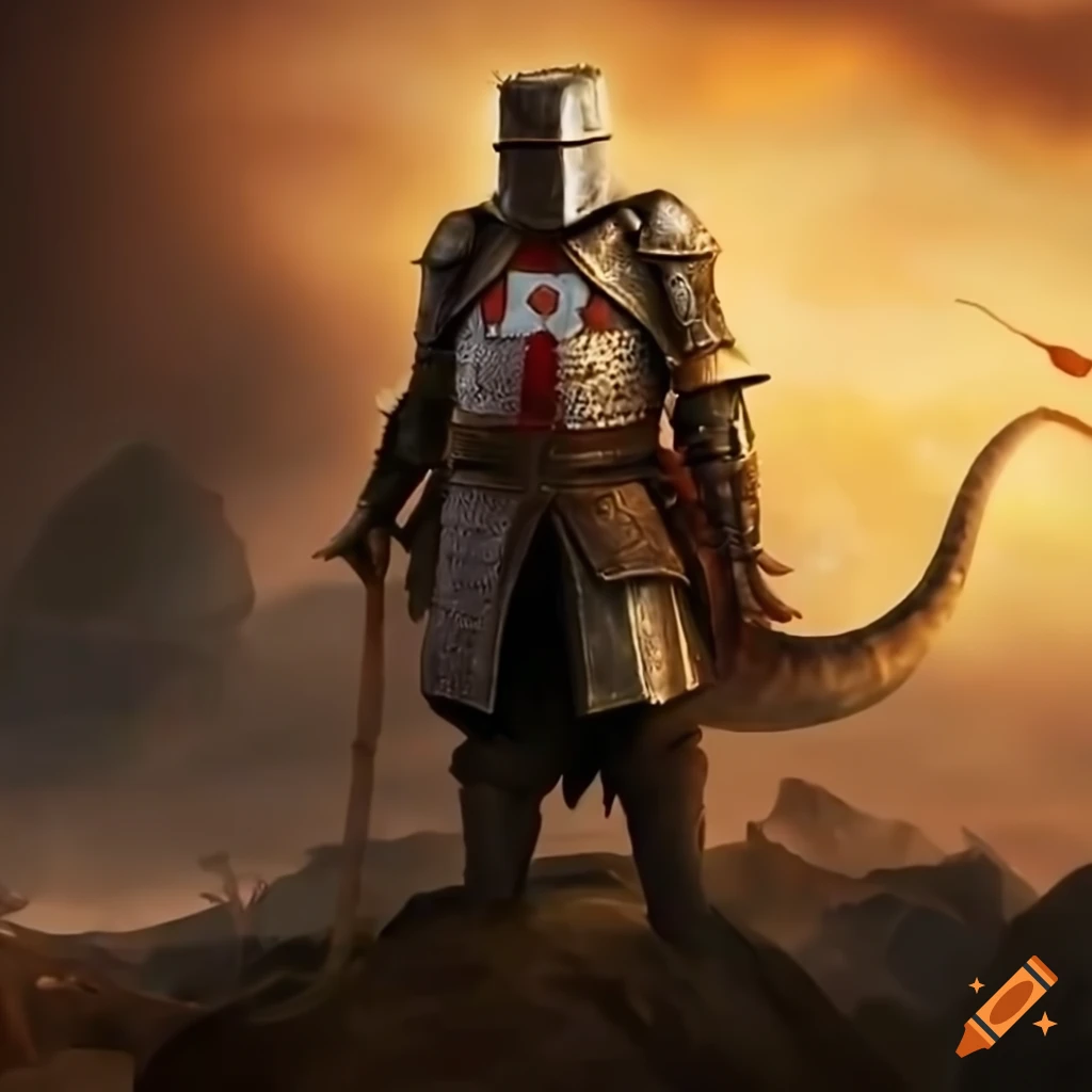 Lizard in crusader armor in epic 4k uhd on Craiyon