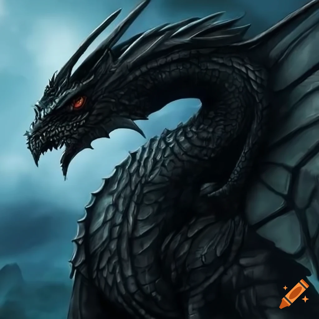 Majestic and intimidating black dragon on Craiyon