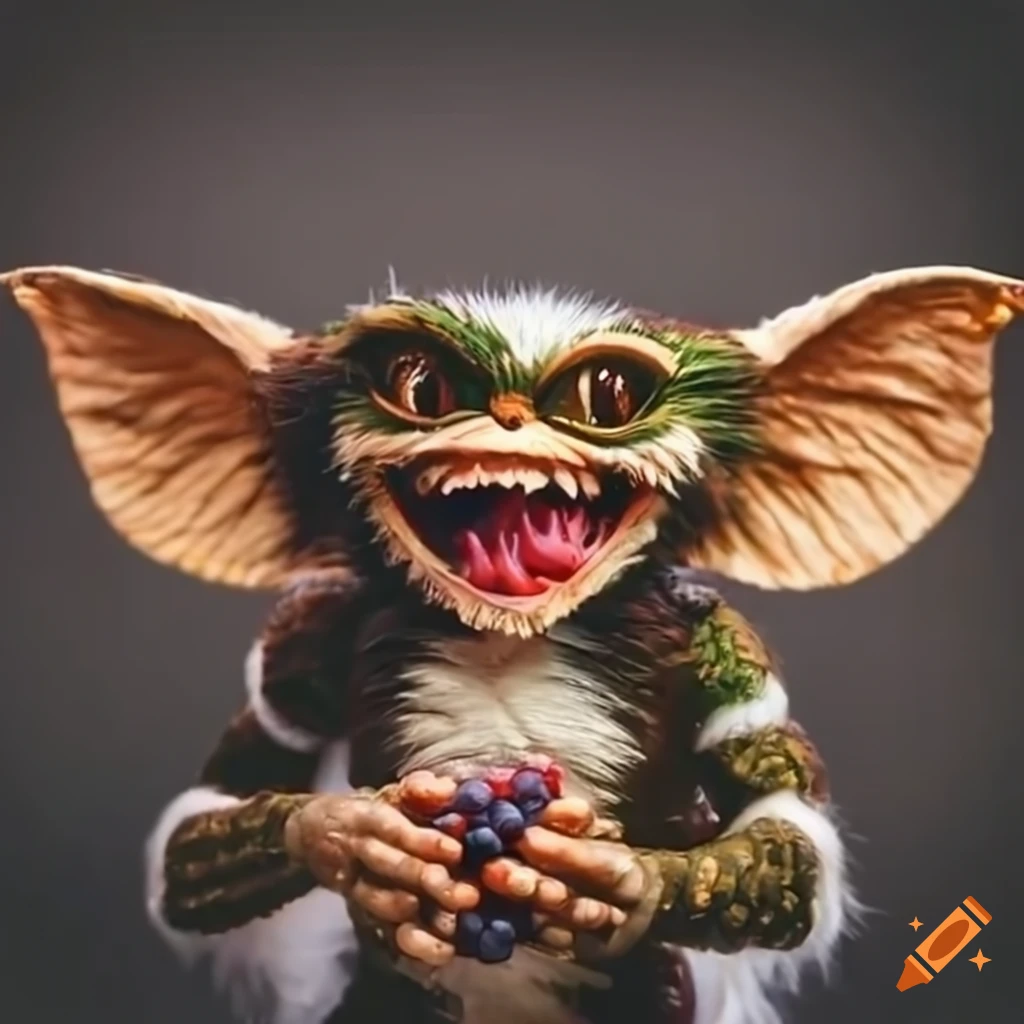 Stripe from gremlins eating grapes at christmas time on Craiyon