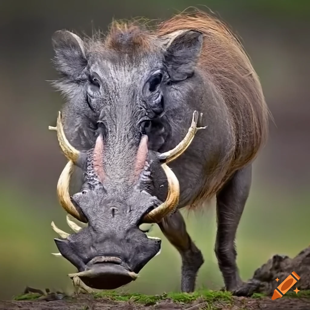 Warthog-mandrill hybrid in full body view on Craiyon
