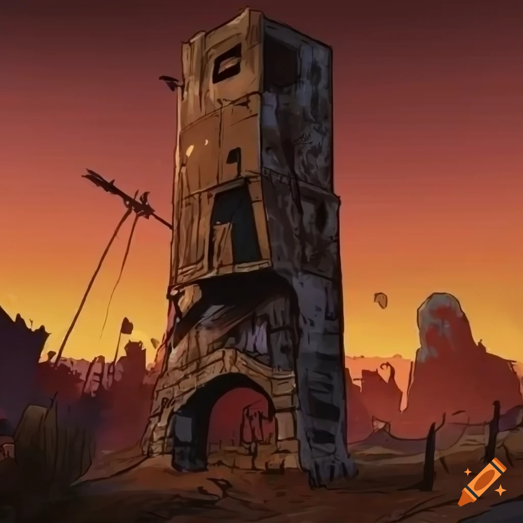 Comic book cover of rust survival game with monuments on Craiyon