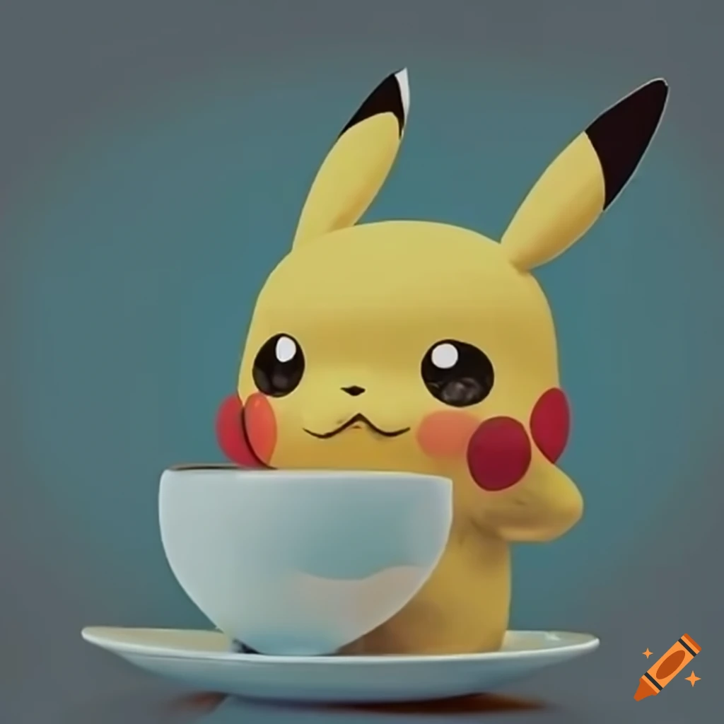 Pikachu enjoying a cup of tea on Craiyon