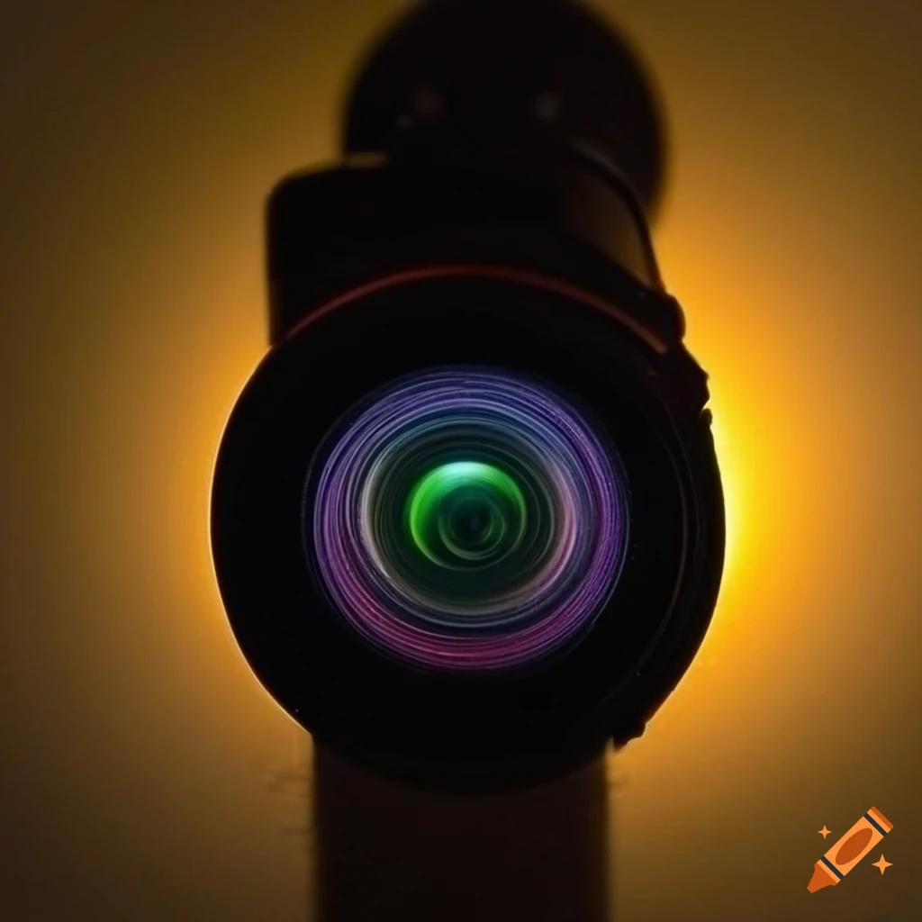 High-tech dslr camera with 200nm micro telephoto lens capturing golden ...