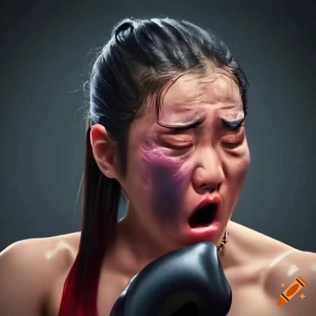 Asian female fighter with a stunned expression on Craiyon