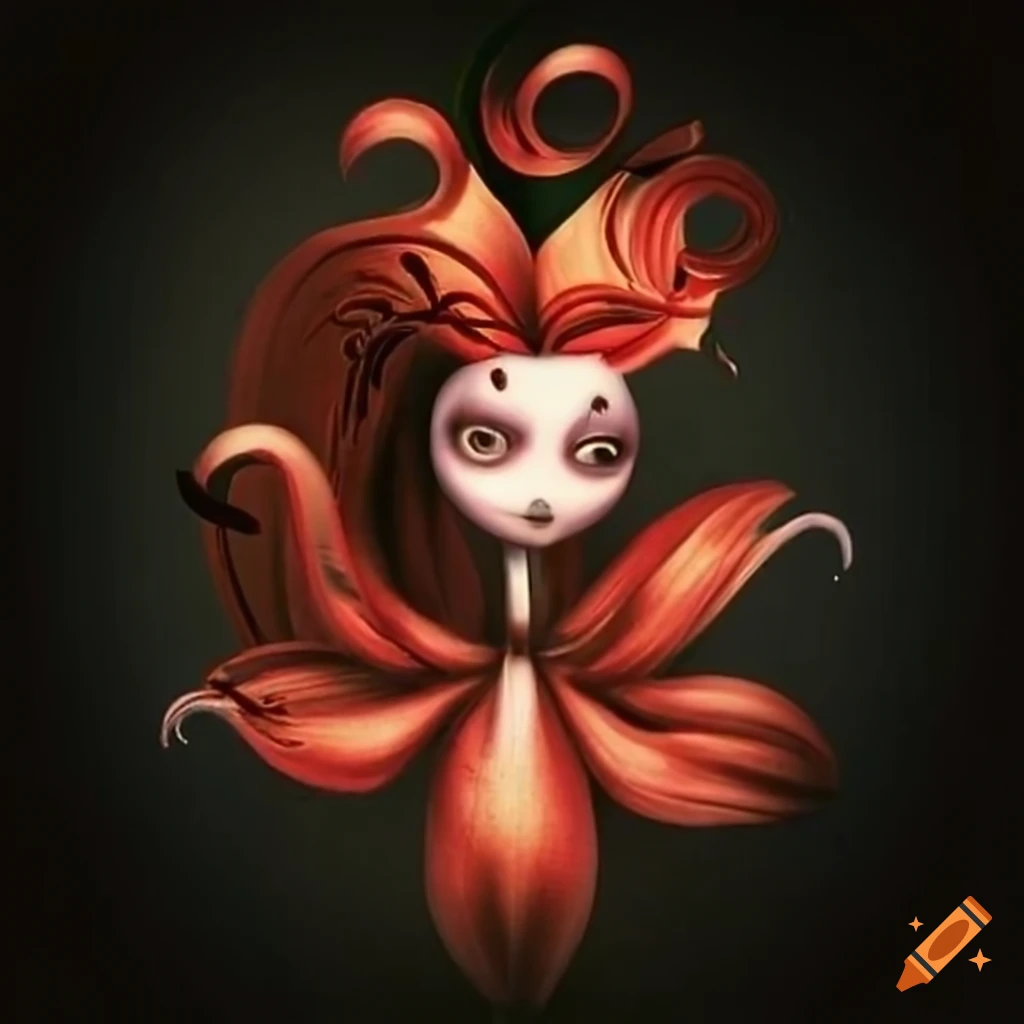 Lily flower inspired by tim burton's style on Craiyon