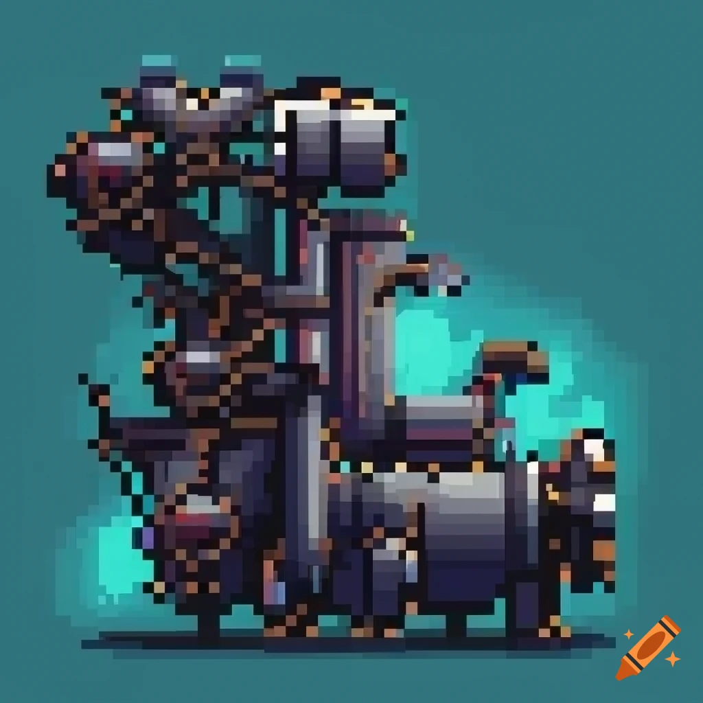 Pixel art of an engine on a white background on Craiyon