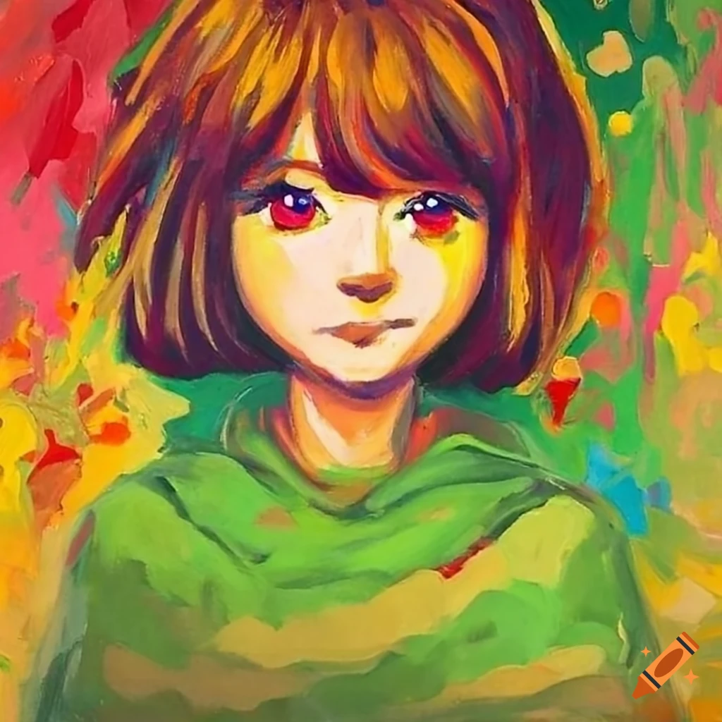 Painting of older chara from undertale with complementary color tones ...