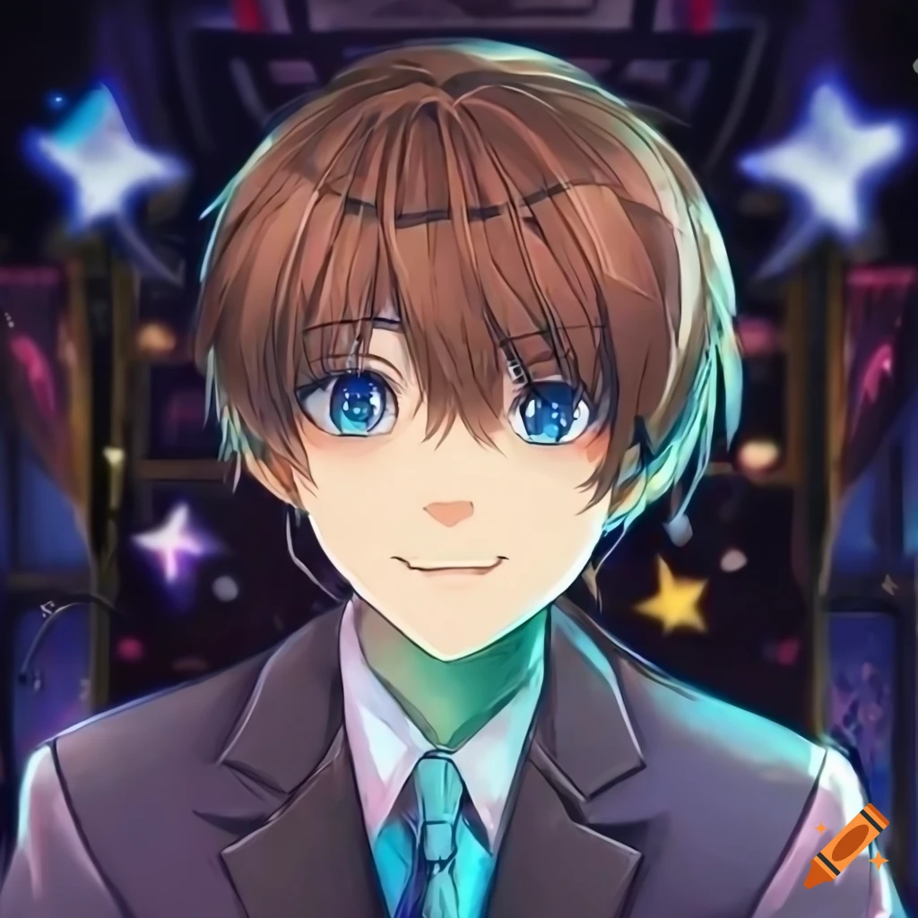 Stylishly dressed anime boy in an arcade on Craiyon