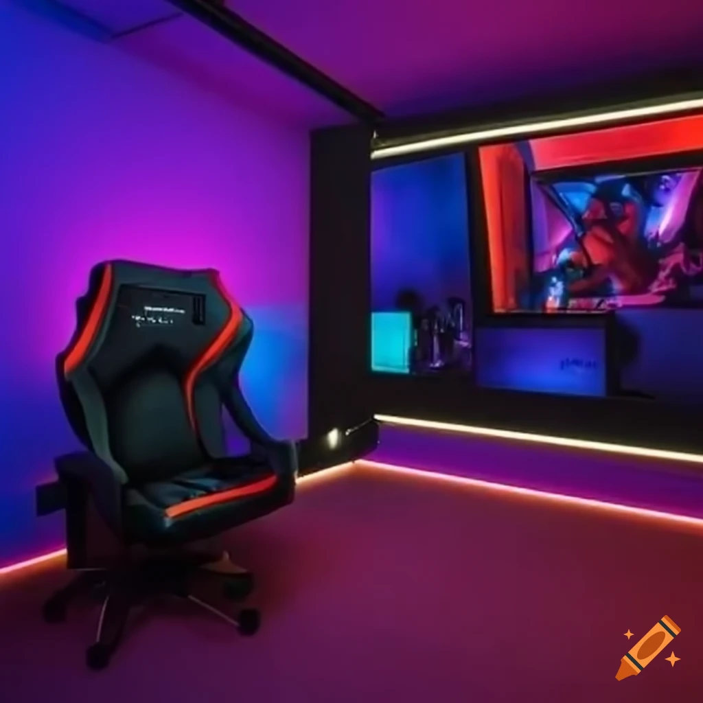 Cool one-person gaming room setup on Craiyon