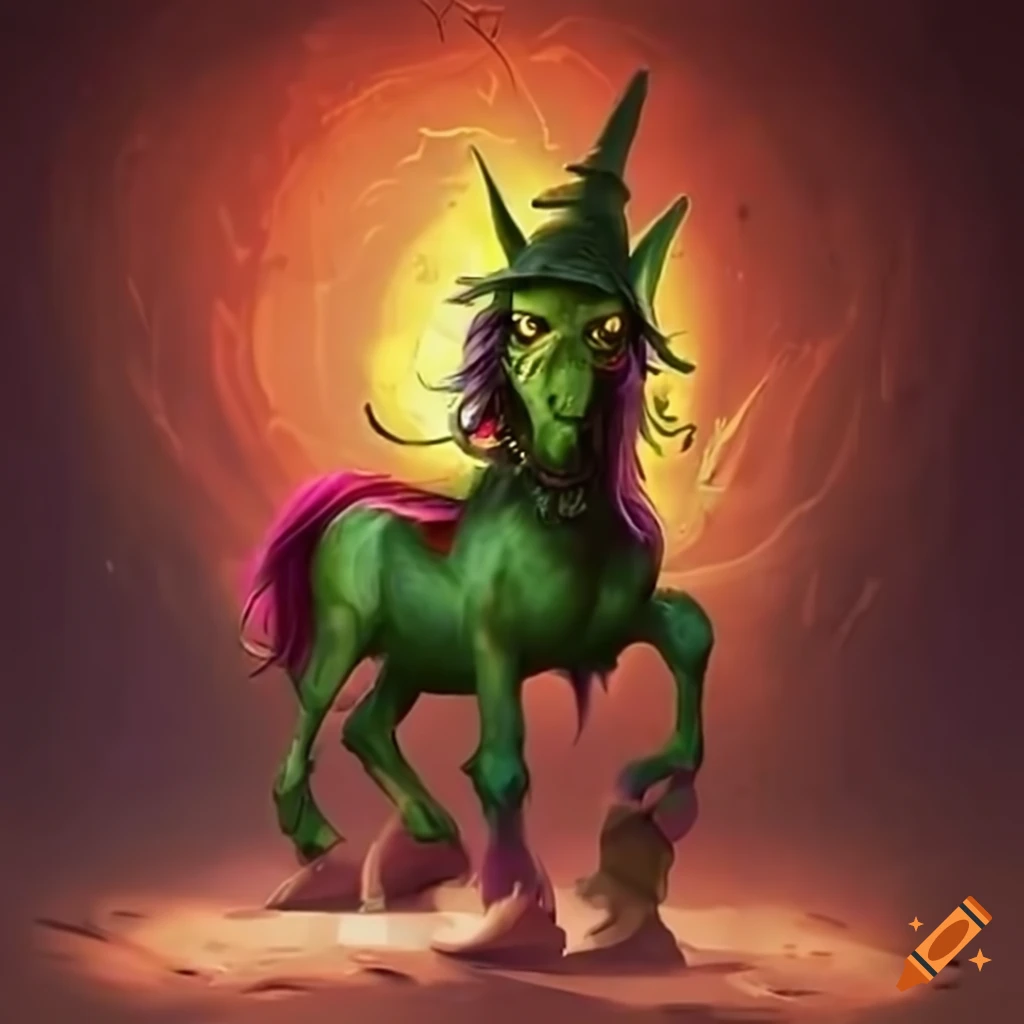 Goblin riding a pony in a fantasy setting on Craiyon