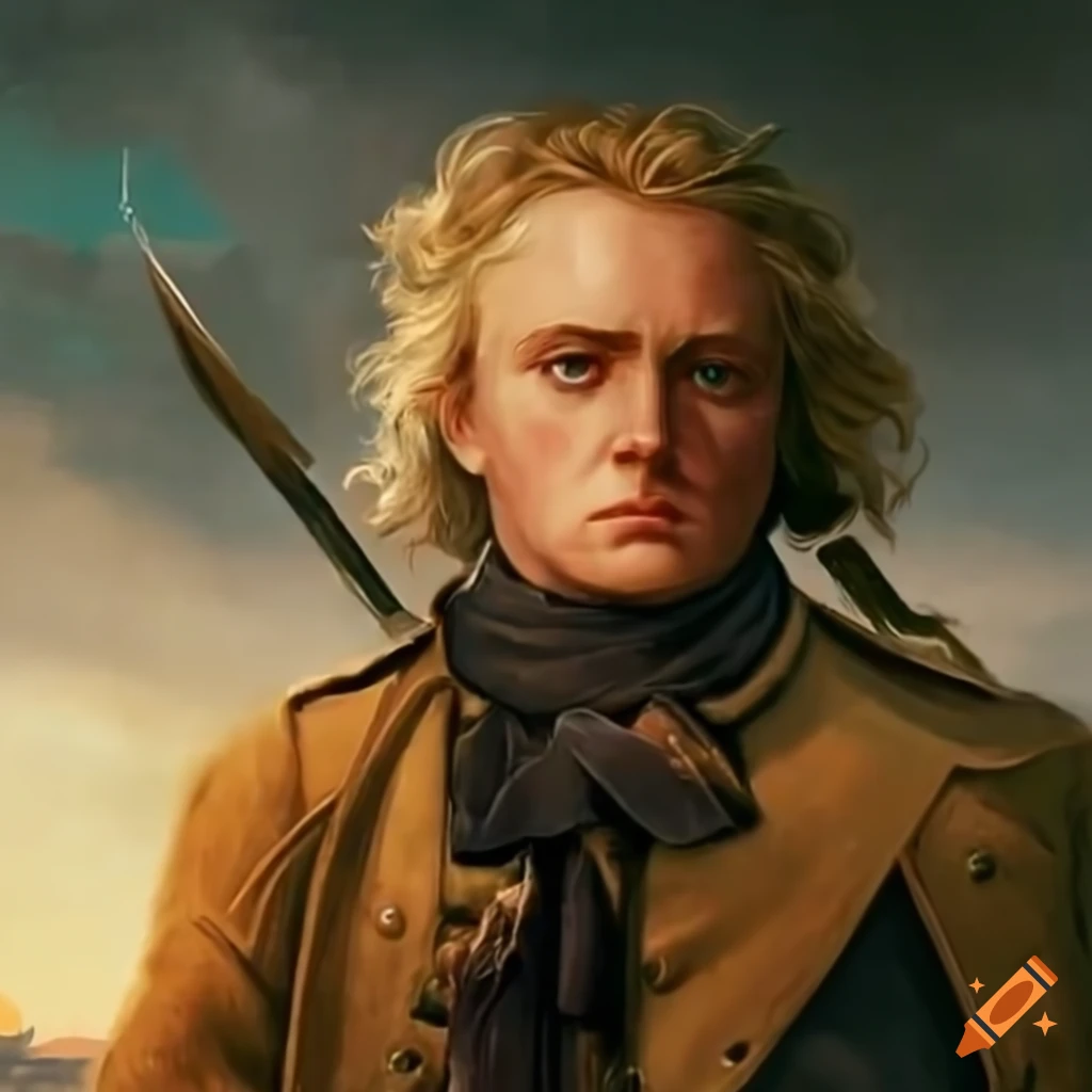 Blond man in master and commander novel on Craiyon