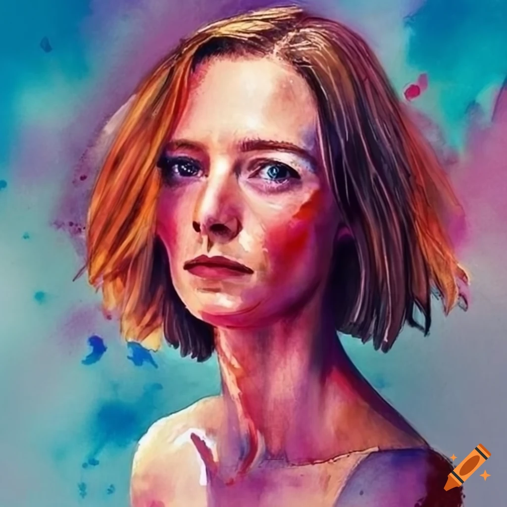 Portrait collage of several actresses in soft watercolor style on Craiyon