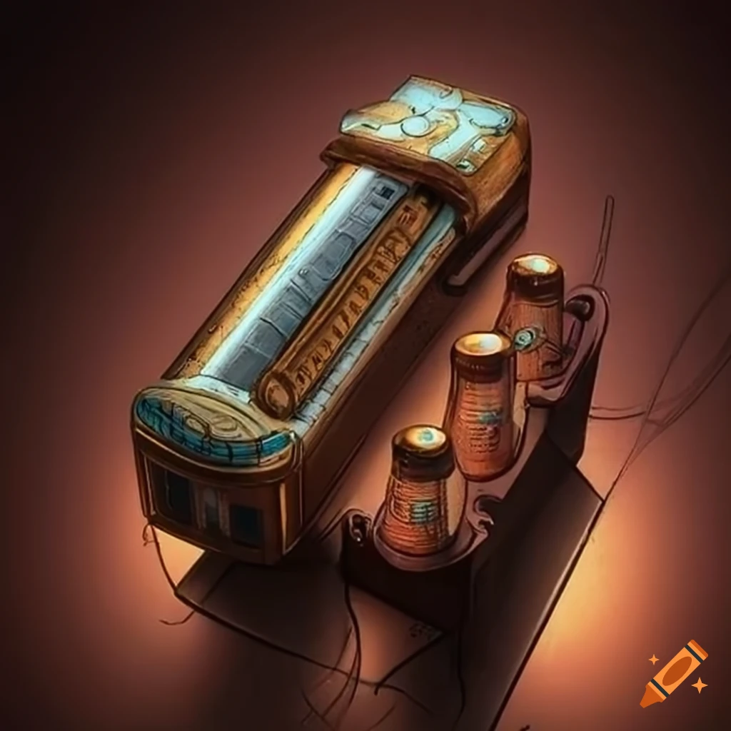 Steampunk powerbank battery with copper cubes on Craiyon