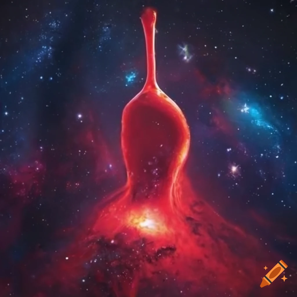 Galaxy and cosmic dust sauce in red color on Craiyon