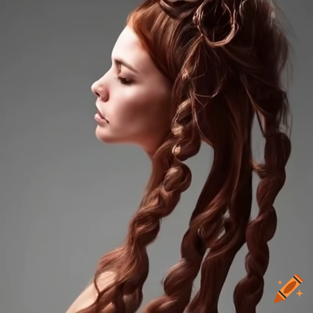 Woman with unique fleshy tendrils for hair on Craiyon