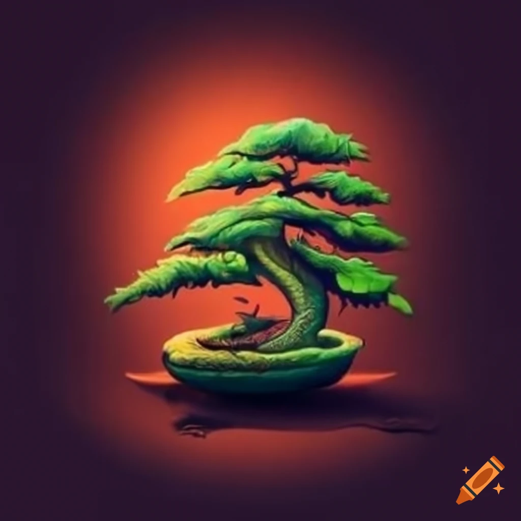 Dragon-shaped bonsai tree on Craiyon