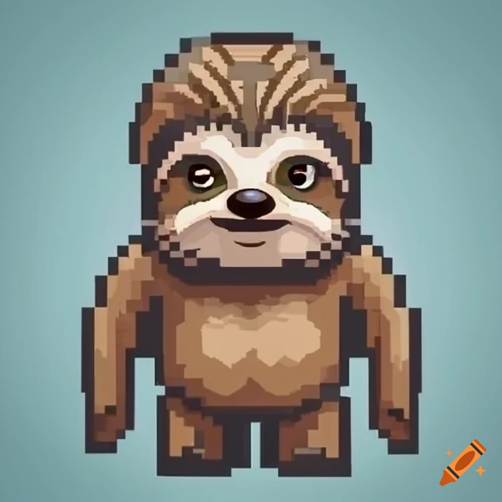 2D sloth standing game character sprite on Craiyon