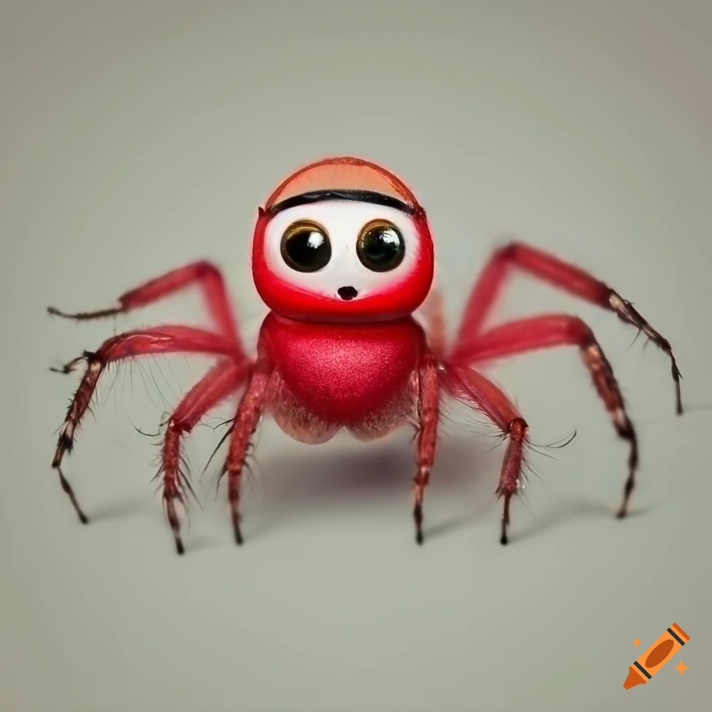 Elegant half-spider character in a red evening dress with jumping ...