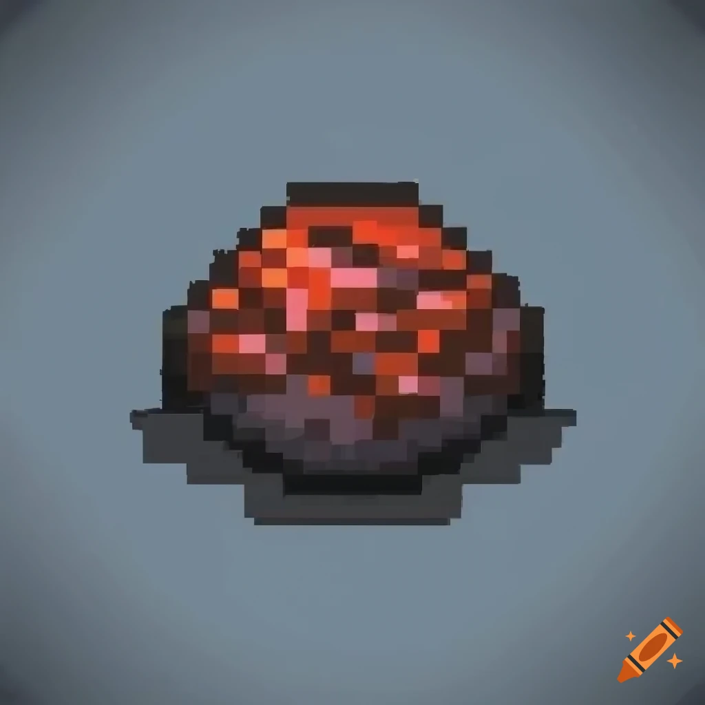 Pixel art sprite of iron ore on grey floor in video game on Craiyon