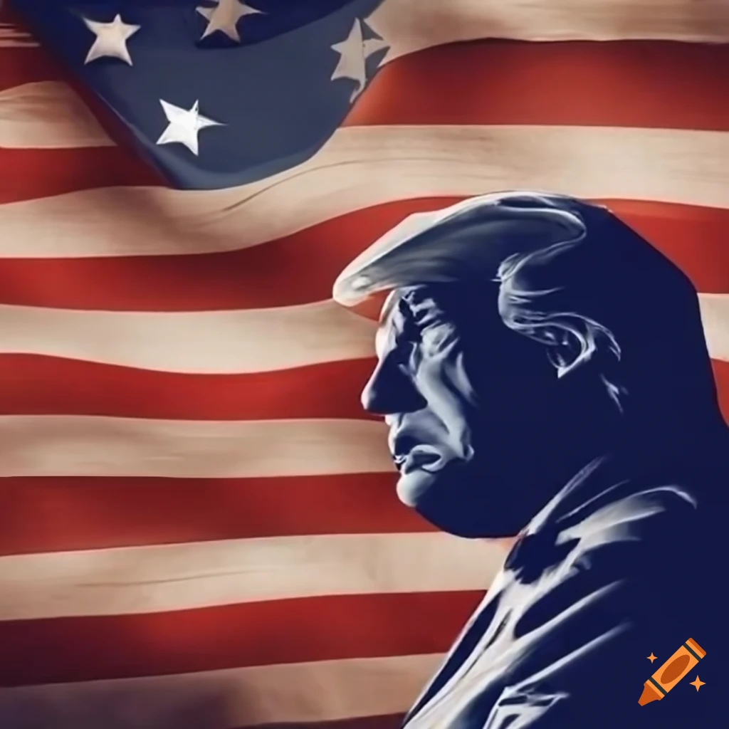 American flag with the word 'trump' as a logo on Craiyon