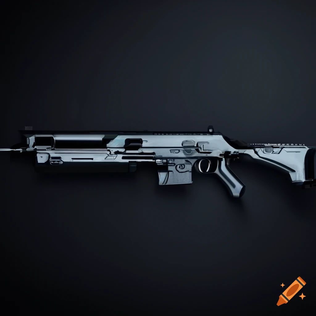 Sci-fi rifle with advanced technology in side view on Craiyon