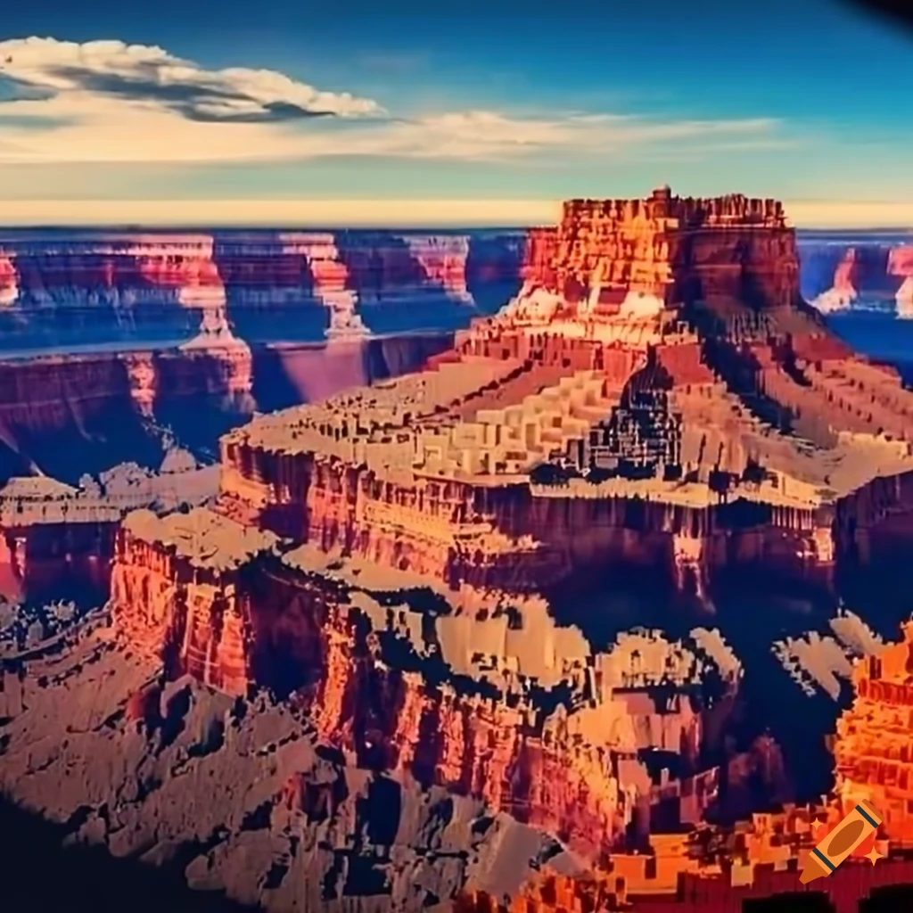 Panoramic lego grand canyon with a funny cat on Craiyon