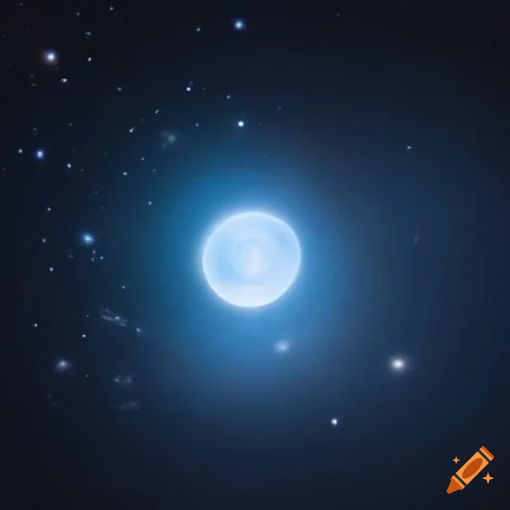 Ethereal glowing white orb in the night sky on Craiyon