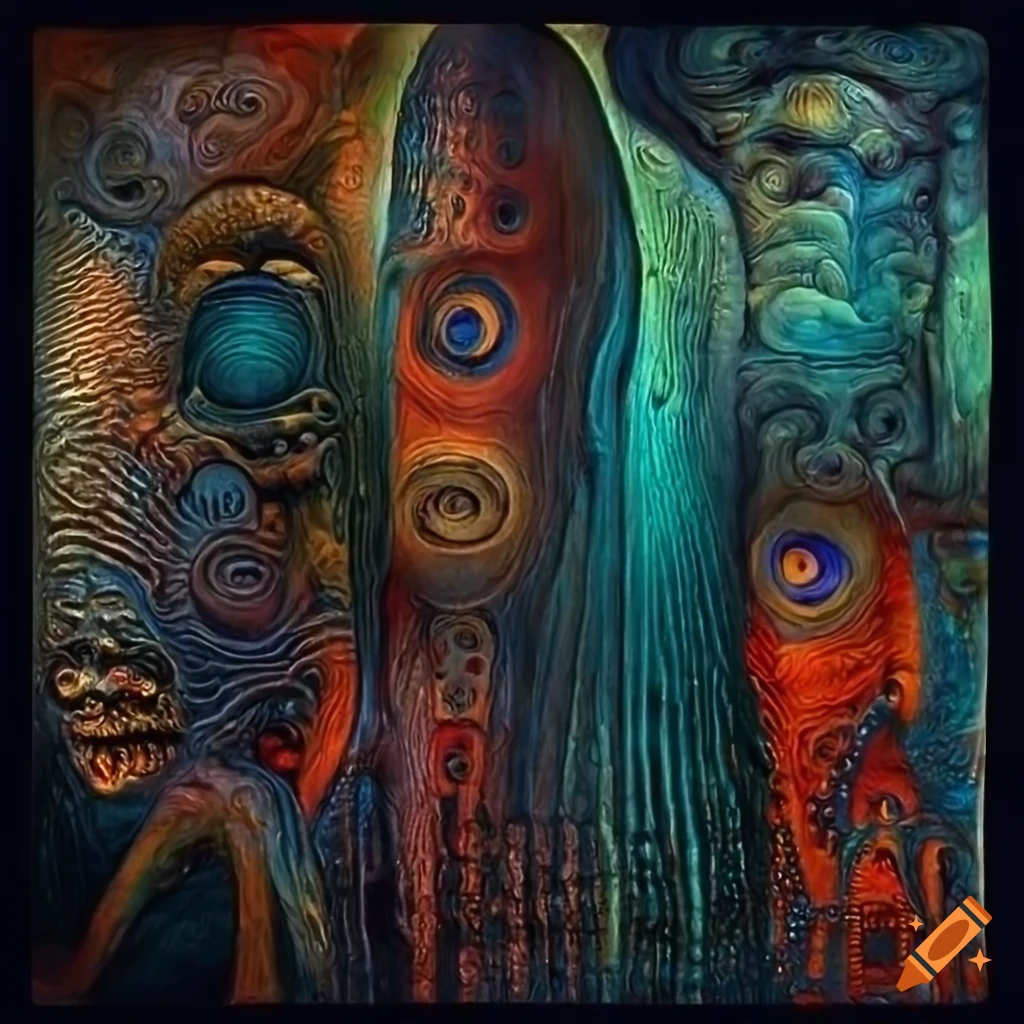 Abstract psychedelic art in horror style inspired by various artists on ...