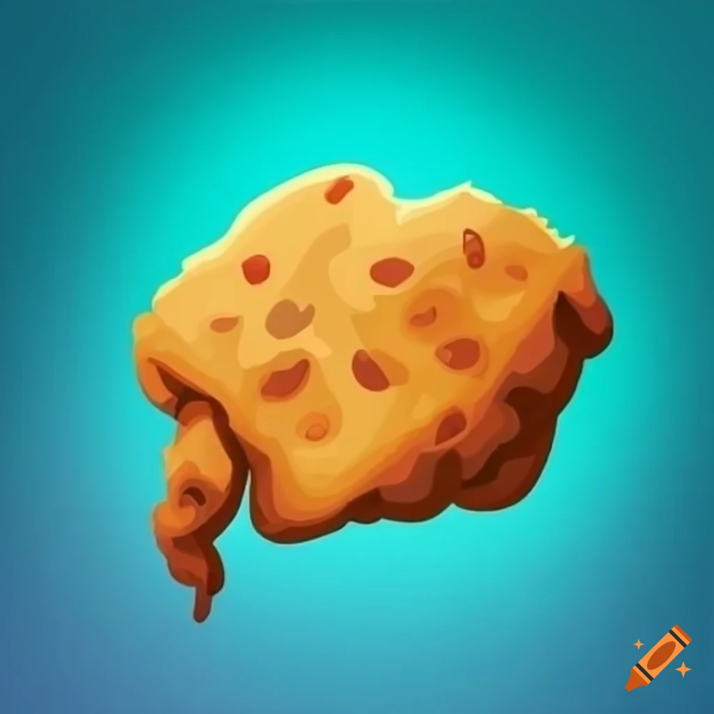 Cartoon chicken nugget crossed with a neutron on Craiyon