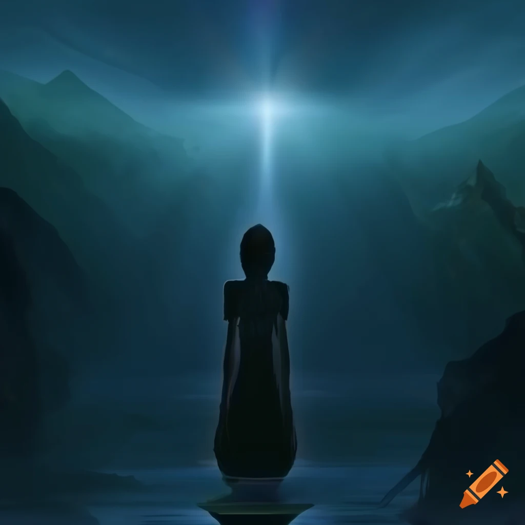 Mountain lake with god rays creating a sense of naturalism and awe on ...