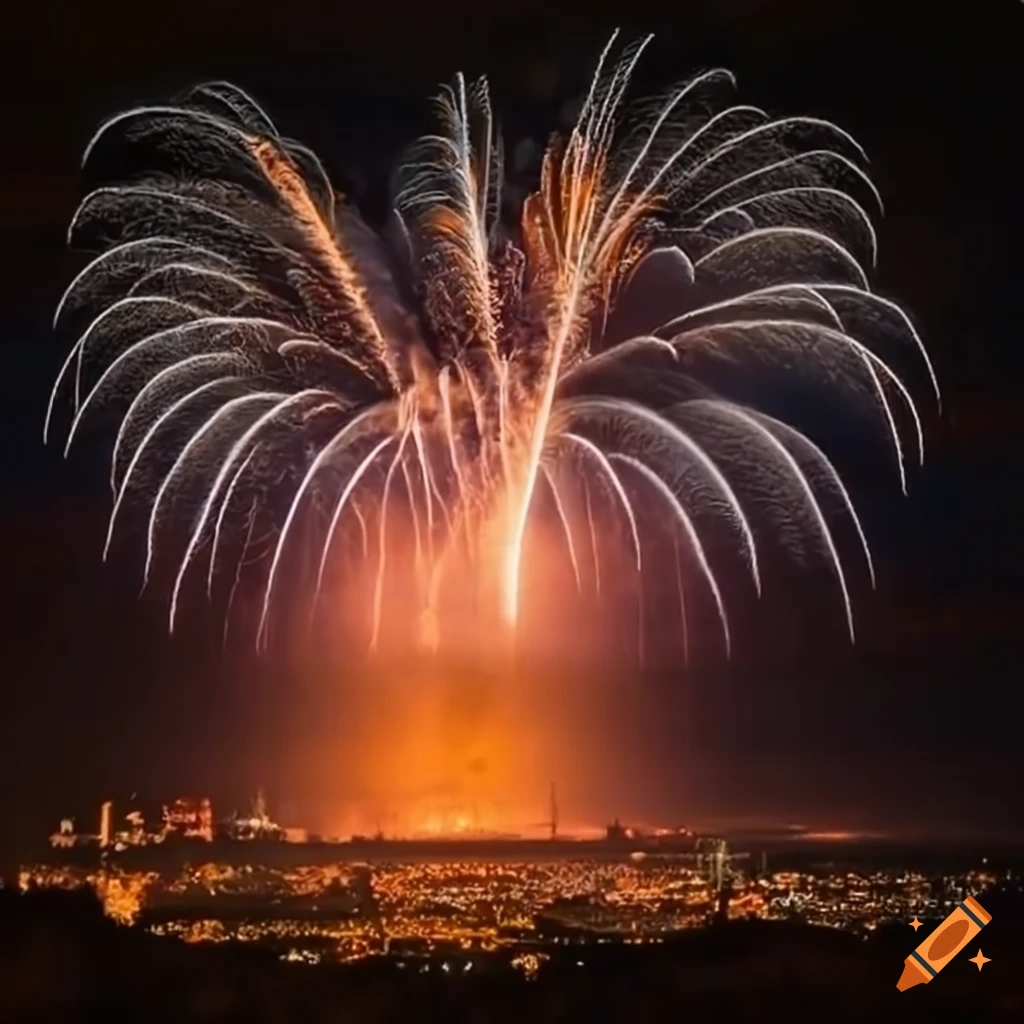 Fireworks display with explosive patterns on Craiyon