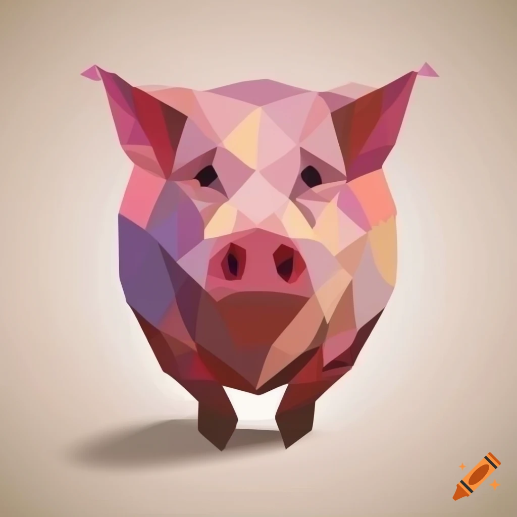 Low polygon vector drawing of a cute pig on Craiyon