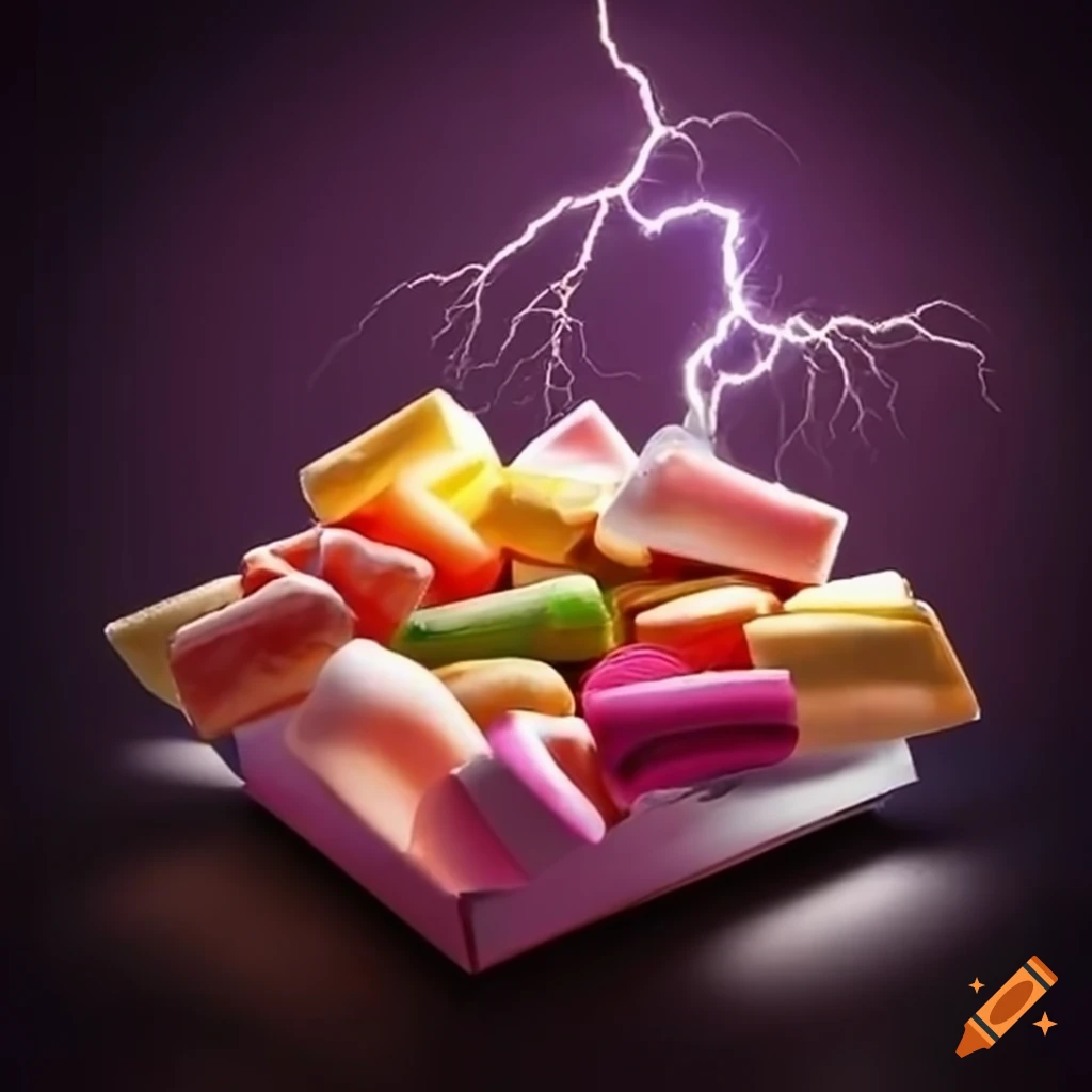 Box of candy struck by lightning on Craiyon